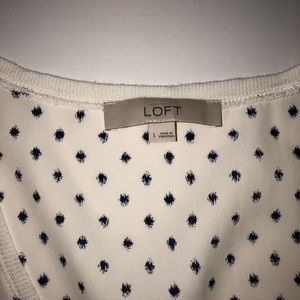 LOFT | Tops | Loft Blousy Tank White Navy | Poshmark